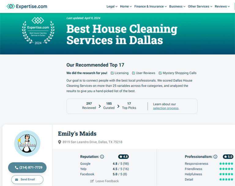 Expertise.com Rates Emily's Maids as the "Best House Cleaning Service ...